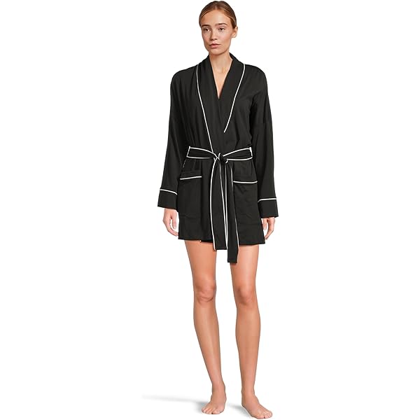 Skin Women's Carlotta Robe, Black W/White at Amazon Women's